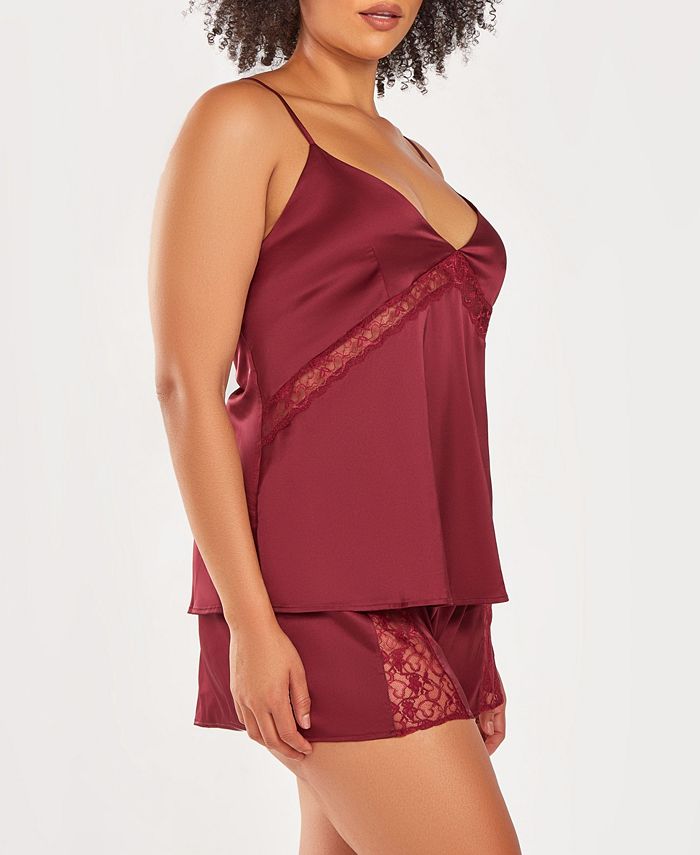 iCollection Plus Size Silky 2 Piece Camisole and Shorts Pajama Set in ...