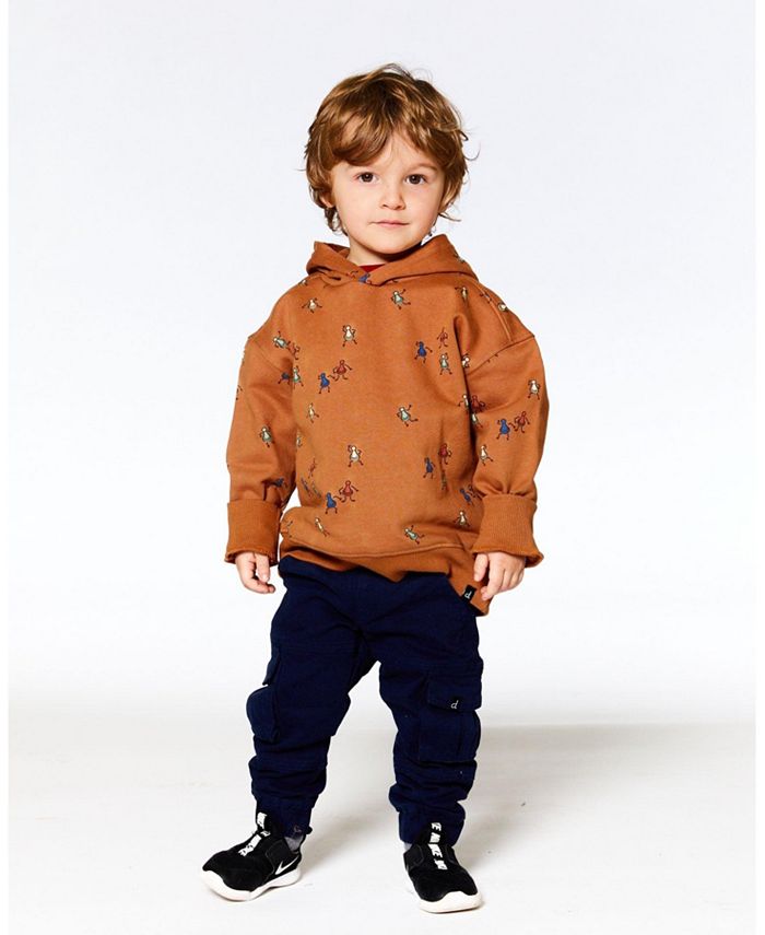 Deux par Deux Boy Fleece Hoodie Caramel With Printed Pawns - Toddler ...