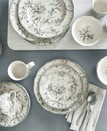 222 Fifth Adelaide Toile 16 Piece Dinnerware Set, Service for 4 - Macy's