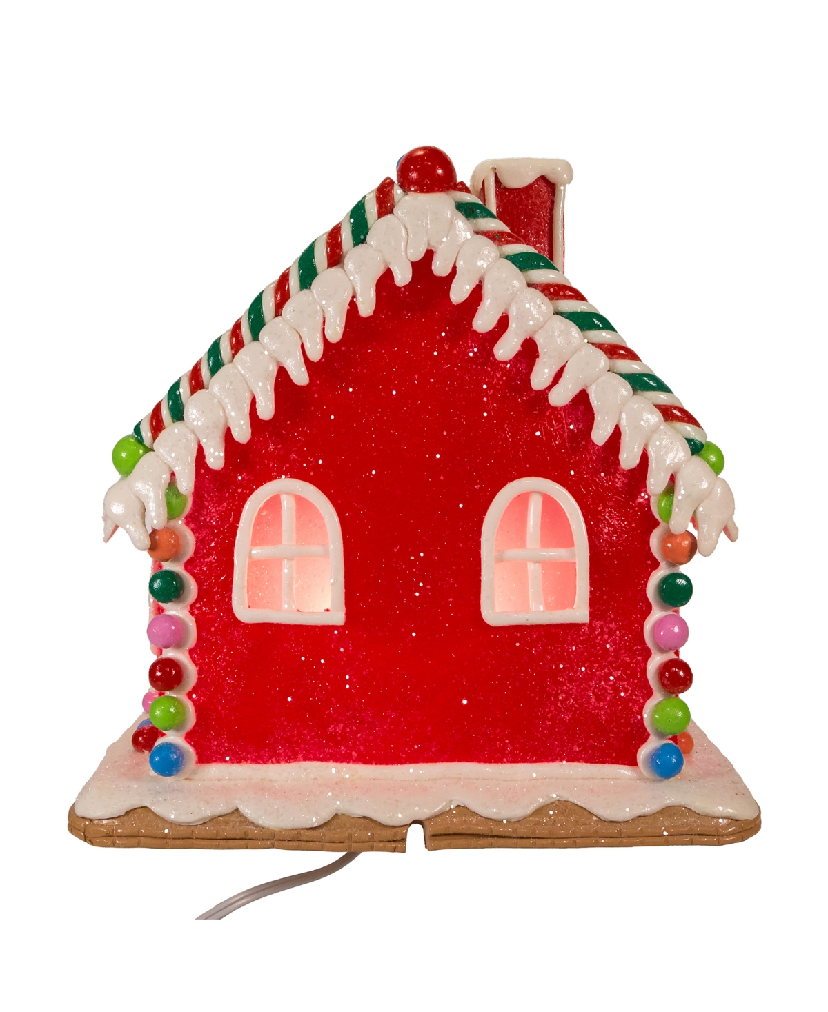 Kurt Adler 9" Gingerbread House with C7 Bulb - Red | Smart Closet