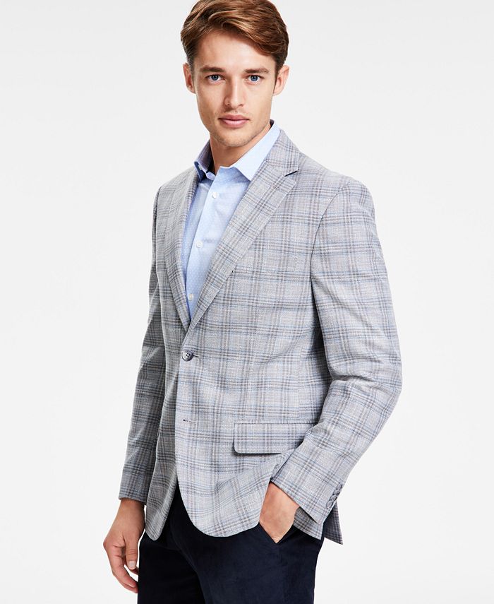Tommy Hilfiger Men's Modern-Fit Blue Plaid Sport Coat - Macy's