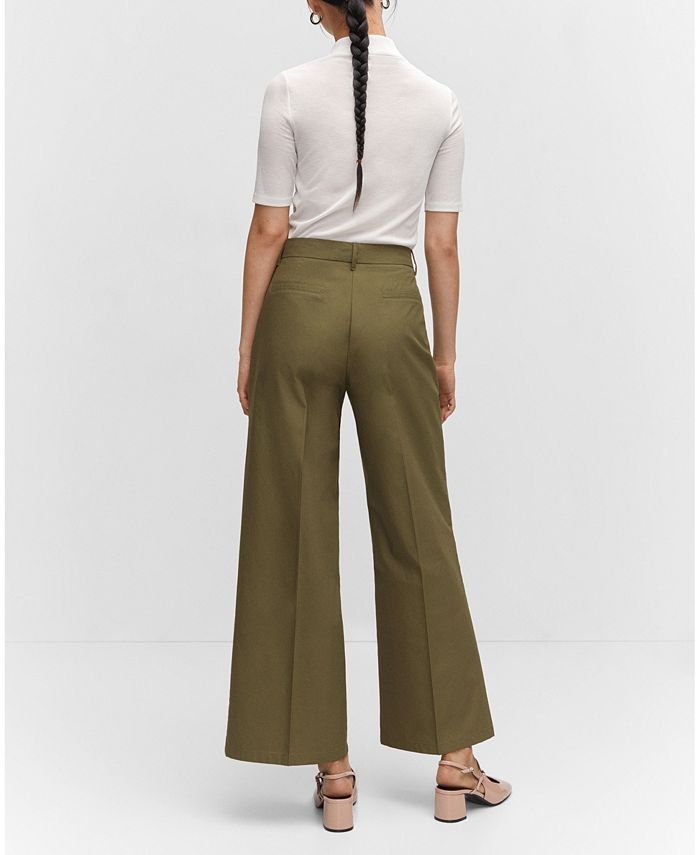MANGO Women's Wide Leg Pleated Pants - Macy's