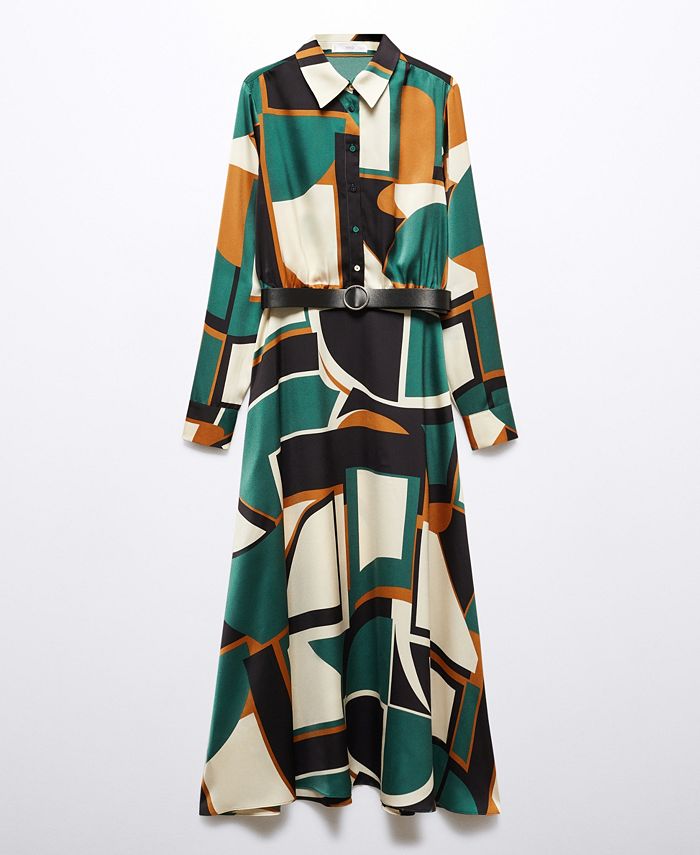 MANGO Women's Geometric Shirt Dress - Macy's