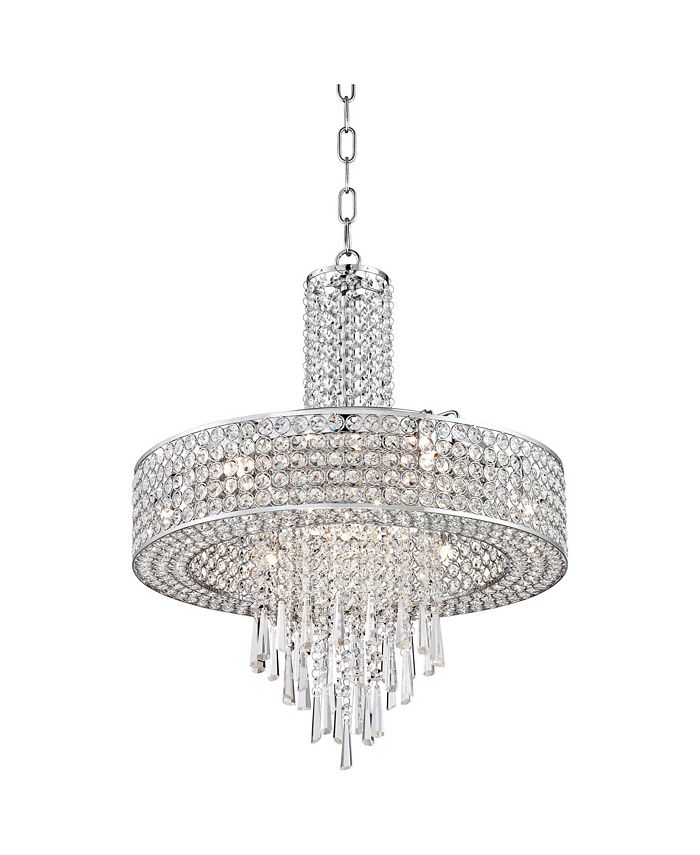 Vienna Full Spectrum Crystal Cascade Chrome Drum Pendant Chandelier ...
