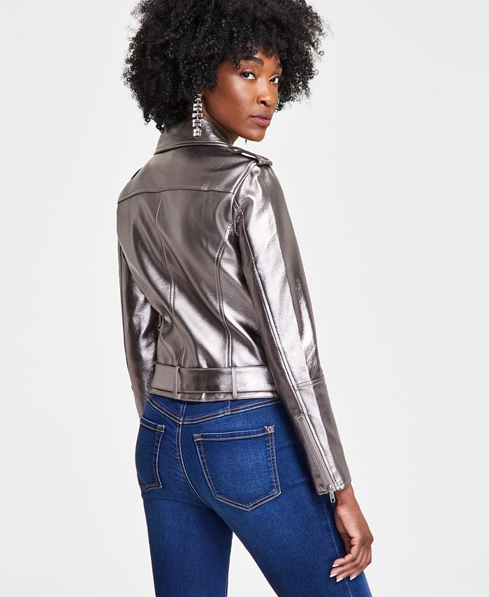 I.N.C. International Concepts Petite Metallic Moto Jacket, Created for ...
