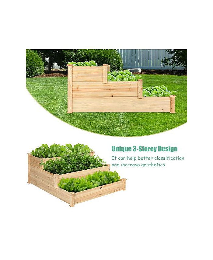 Slickblue 3 Tier Elevated Wooden Vegetable Garden Bed Macys
