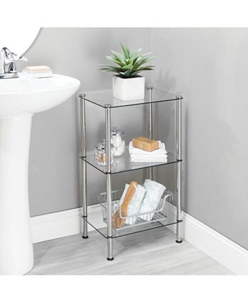 mDesign Metal/Glass 3-Tier Storage Tower with Open Glass Shelves ...