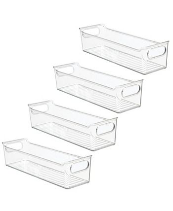 mDesign Slim Plastic Kitchen Storage Container Bin with Handles, 4 Pack ...
