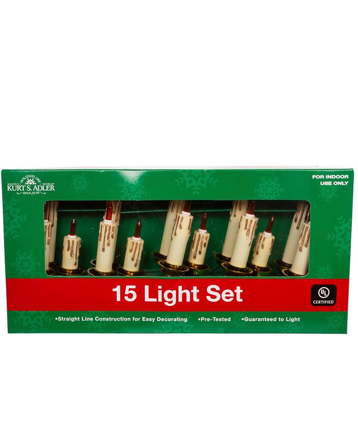 Kurt Adler 15-Light Triple Candle Extended Light Set with Candle Shaft ...