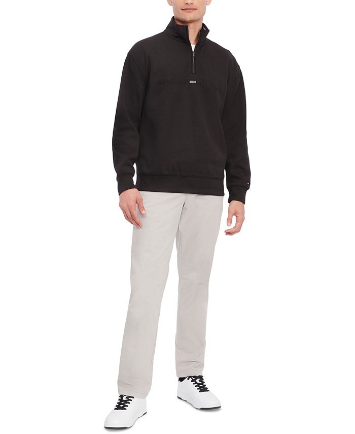 Tommy Hilfiger Men's Mock-Neck Quarter-Zip Interlock Fleece Pullover ...