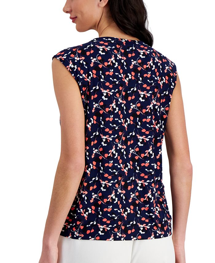 Kasper Petite Keyhole Printed Knit Top - Macy's