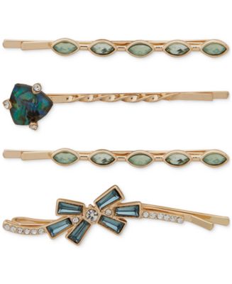 lonna & lilly Gold-Tone 4-Pc. Set Green Stone Bobby Pins - Macy's