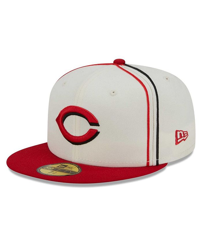 New Era Men's Cream, Red Cincinnati Reds Chrome Sutash 59FIFTY Fitted ...