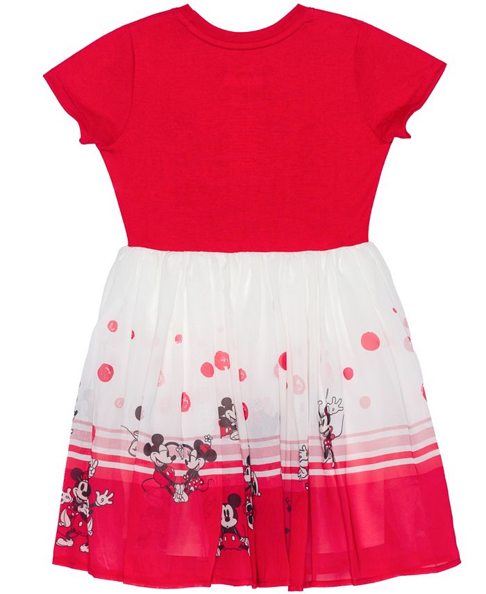 Disney Toddler Girls Minnie and Mickey Mouse Short Sleeve Chiffon Dress ...