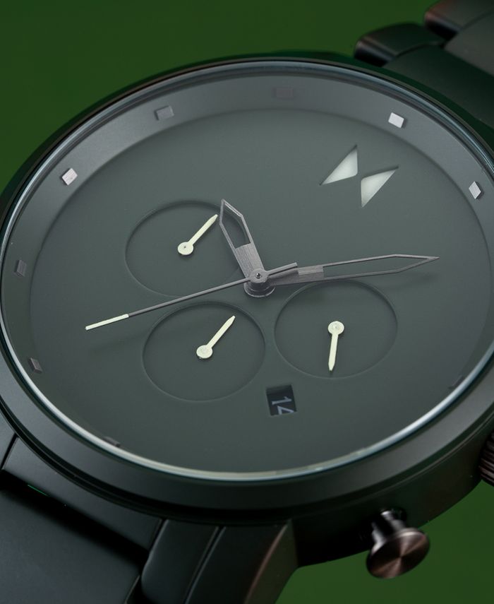 MVMT Men's Chrono Ceramic Matte Olive Green Ceramic Bracelet Watch 45mm ...