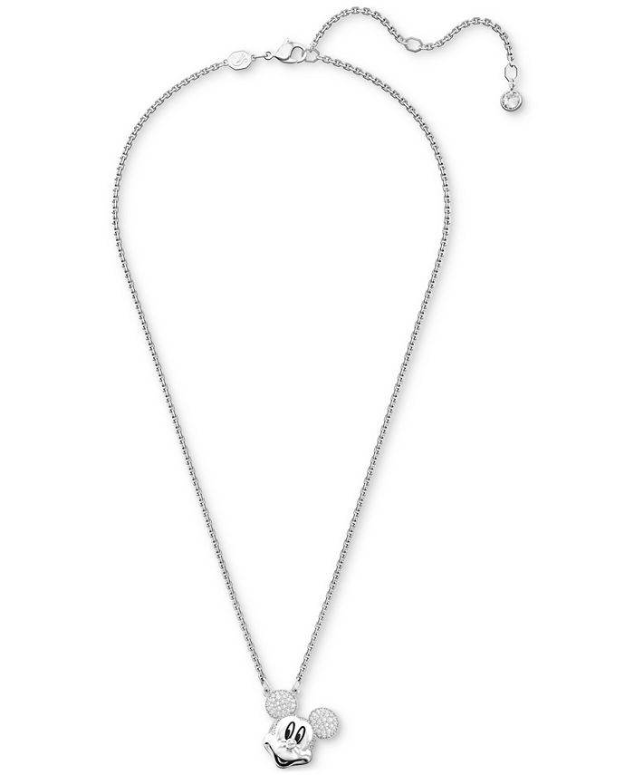 Swarovski Disney Mickey Mouse Silver-Tone Crystal Pendant Necklace, 19 ...