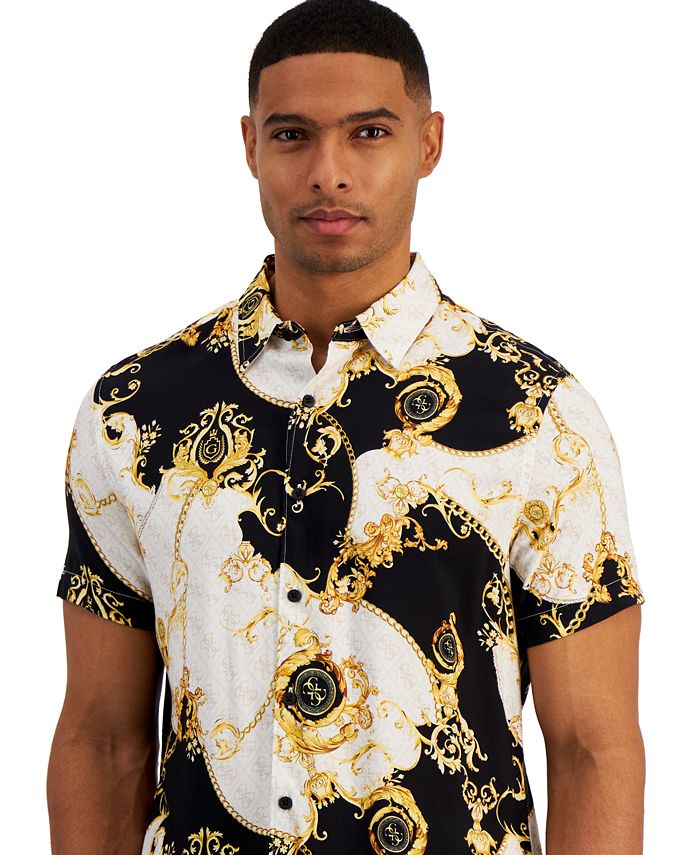 GUESS Men's Gold Chains Graphic Shirt - Macy's
