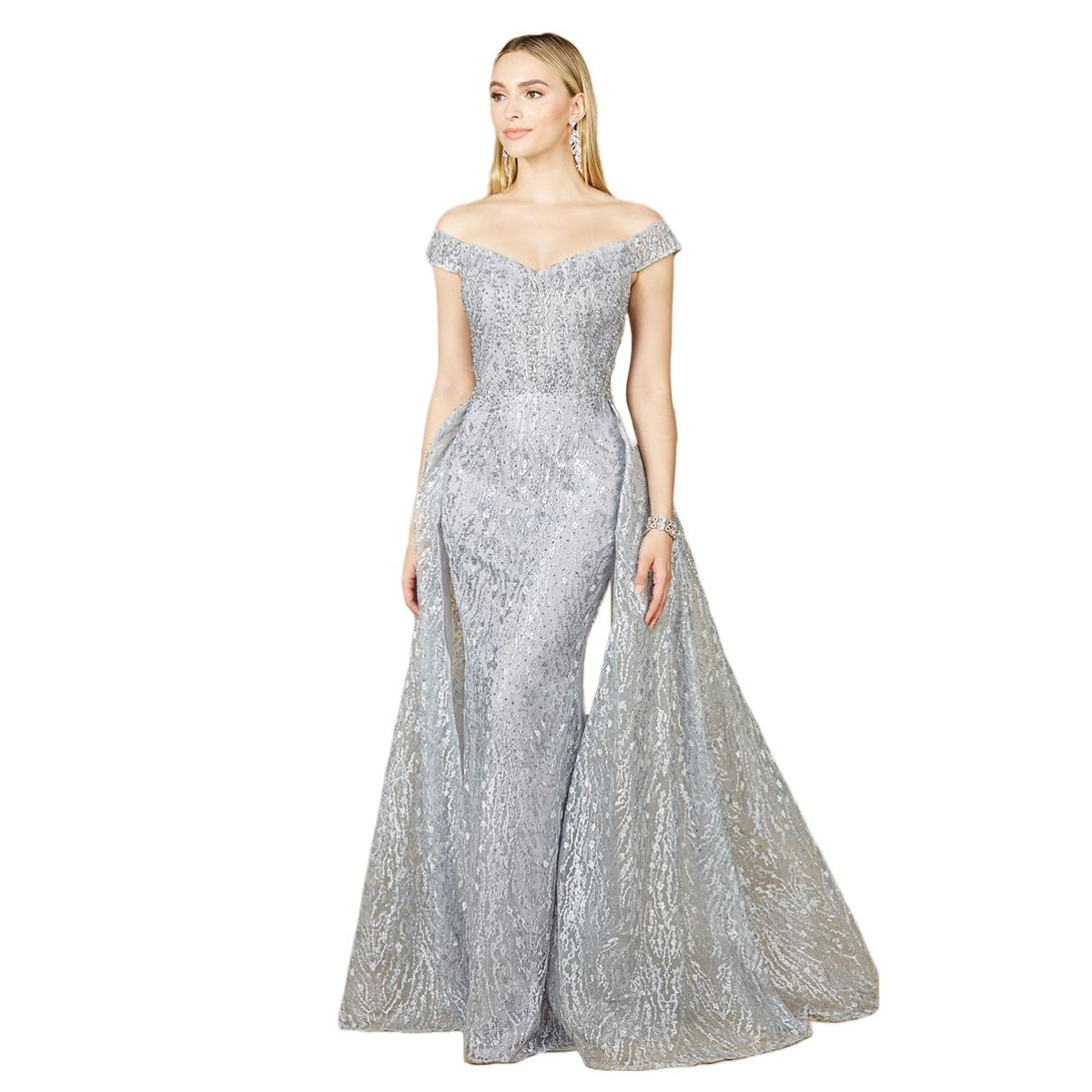Click here for Lara Womens Off Shoulder Overskirt Gown - Slate prices