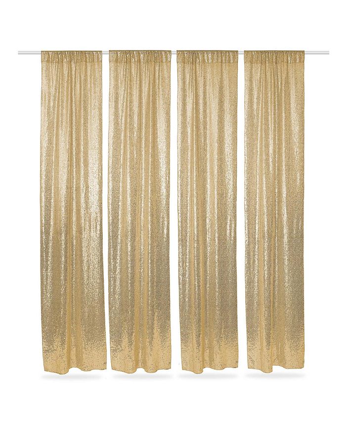 Lann's Linens (Set of 4) Sequin Backdrop Curtains, 2ft x 8ft Rose Gold ...
