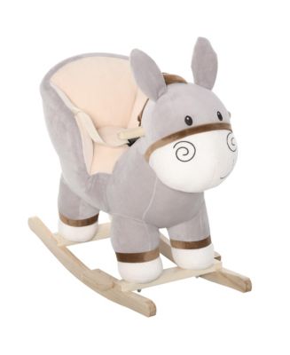 Qaba Kids Rocking Chair, Plush Ride On Rocking Horse Donkey with Sound ...