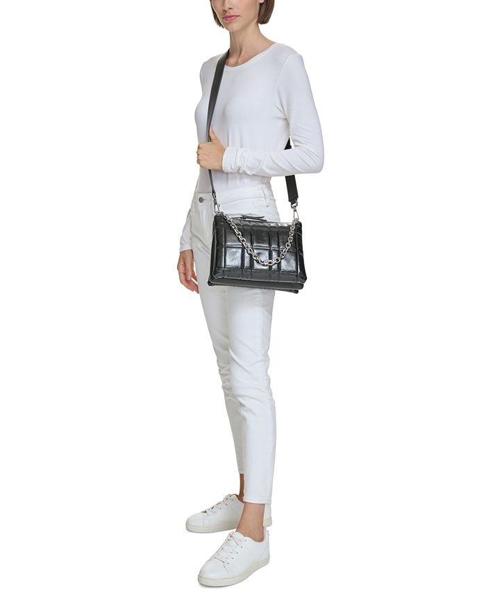 Calvin Klein Rain Quilted Top Zip Adjustable Crossbody with Convertible ...