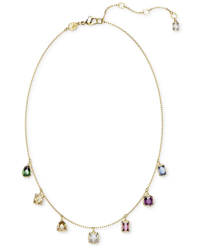Swarovski Gold-Tone Mixed Crystal Charm Necklace, 15" + 2-3/4" extender ...