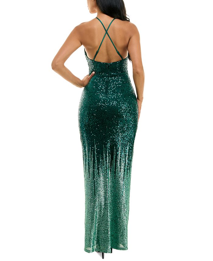 pear culture Juniors' Sequined X-Back Gown - Macy's