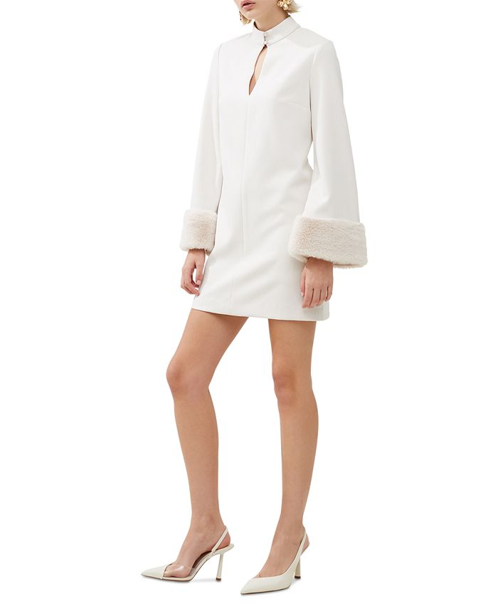 French Connection Women's Whisper Ruth Faux-Fur-Cuff Shift Dress - Macy's