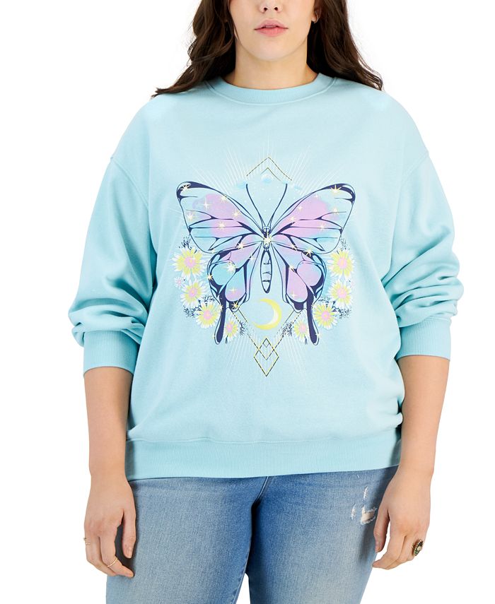 Rebellious One Trendy Plus Size Butterfly Blooms Sweatshirt - Macy's