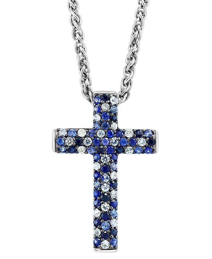 EFFY Collection EFFY® Sapphire Ombré Cross 18" Pendant Necklace (2-1/2 ...