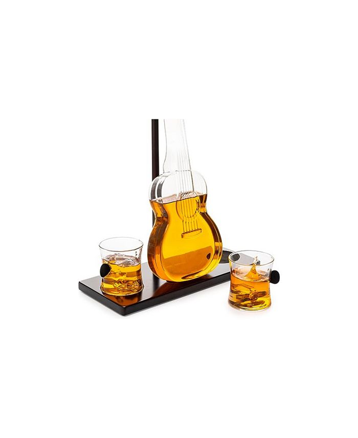 The Wine Savant Guitar Decanter with 10 oz Glasses Set, 4 Piece - Macy's