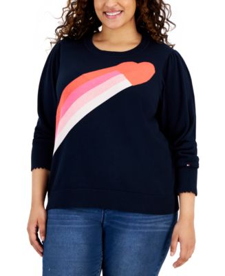 Tommy Hilfiger Plus Size Heart Puff-Sleeve Sweater - Macy's
