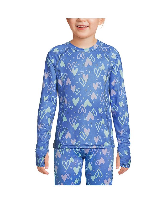 Lands' End Girls Thermal Base Layer Long Underwear Thermaskin Crew Neck ...