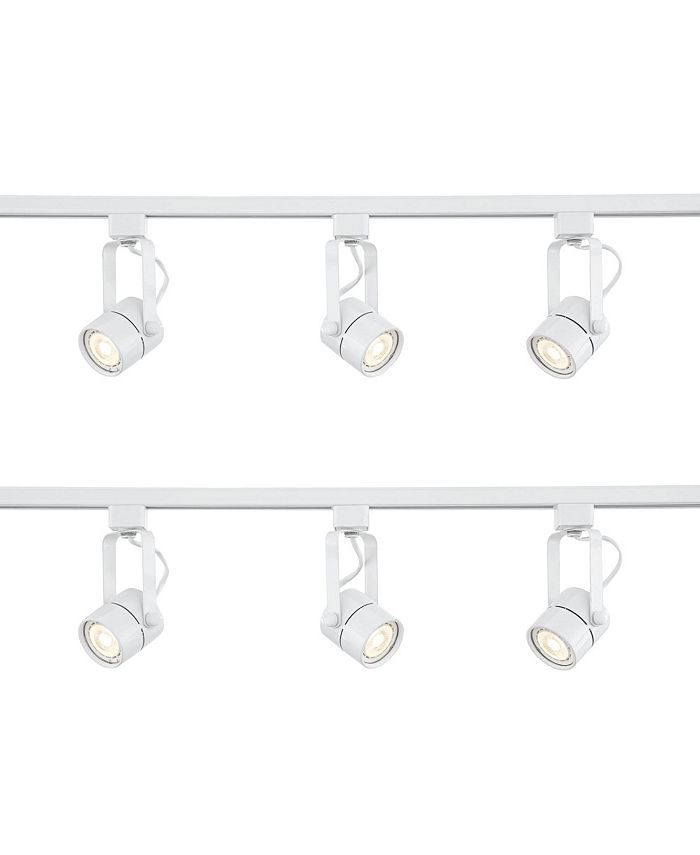 Pro Track 3-Head LED Ceiling Track Light Fixture Kits Linear Set of 2 ...