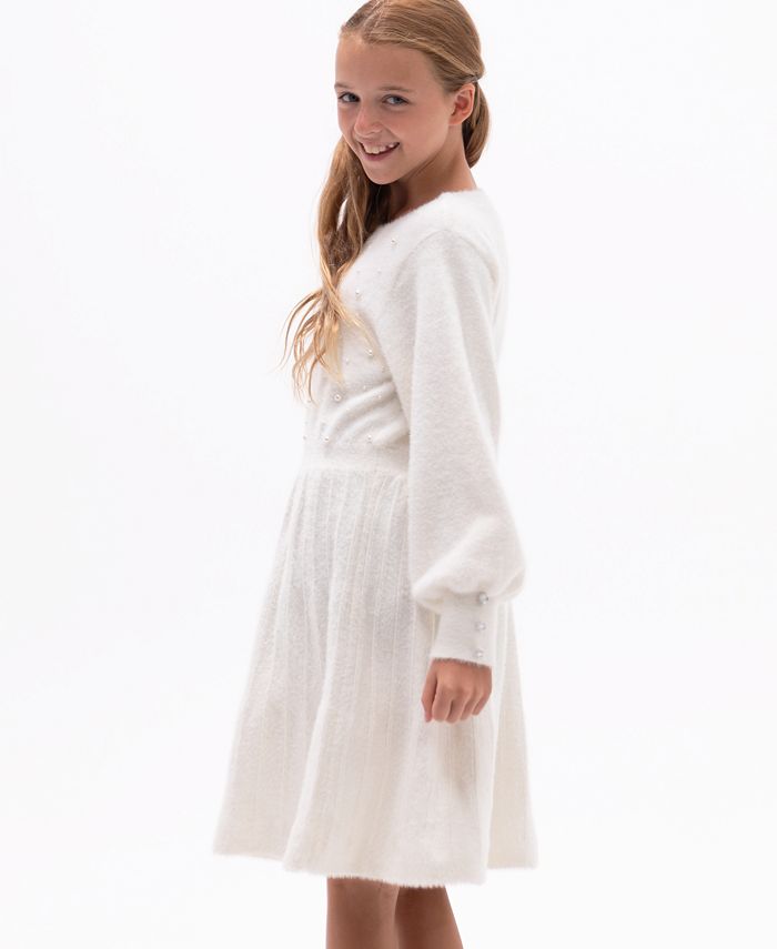 Rare Editions Big Girls Imitation-Pearl Embellished Sweater Dress - Macy's