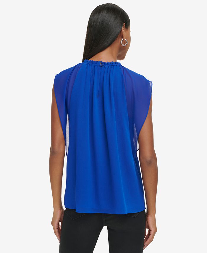 Calvin Klein Women's Chiffon Flutter-Sleeve Top - Macy's