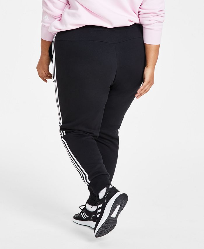 adidas Plus Size Essentials 3-Stripe Fleece Joggers - Macy's
