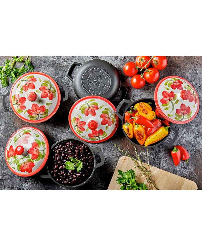 IMUSA Hand Painted Cast Aluminum 8 Piece Caldero Set with Ceramic Lid ...