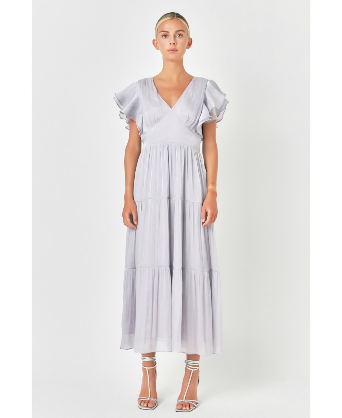 Click here for endless rose Womens Open Back Maxi Dress - Grey si... prices