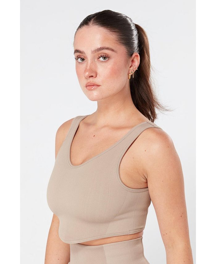 Twill Active Women's Seamless Rib Dip Hem Sports Bra - Macy's