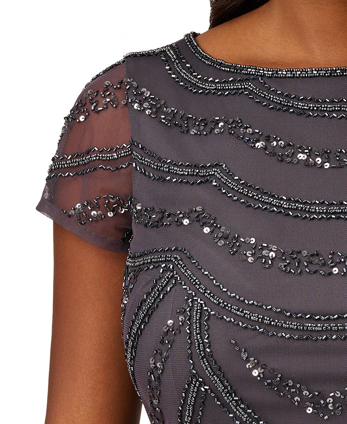 Adrianna Papell Women's Beaded Cap-Sleeve Sheath Dress - Macy's