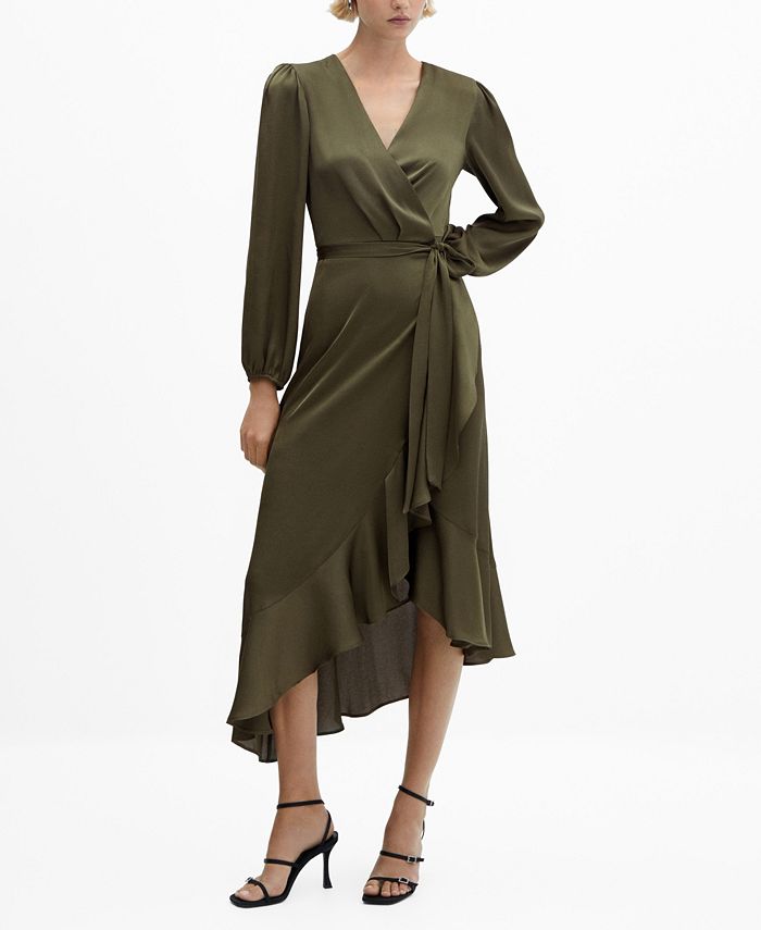 MANGO Women's Ruffle Wrap Dress - Macy's