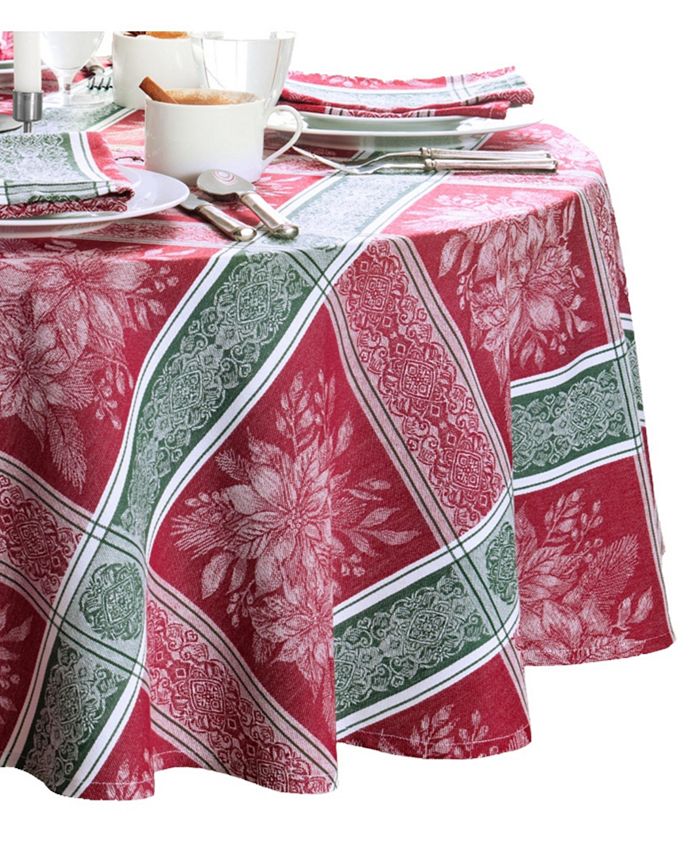 Elrene Poinsettia Plaid Table Linens Collection - Macy's