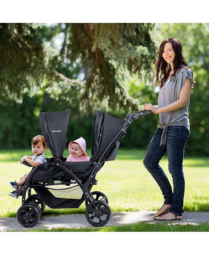 Slickblue Foldable Lightweight Front Back Seats Double Baby Stroller ...