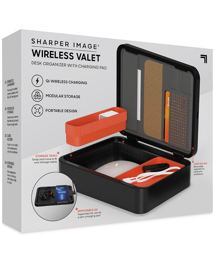 Sharper Image Wireless Valet Desk Organizer with Charging Pad, Set of 6 ...