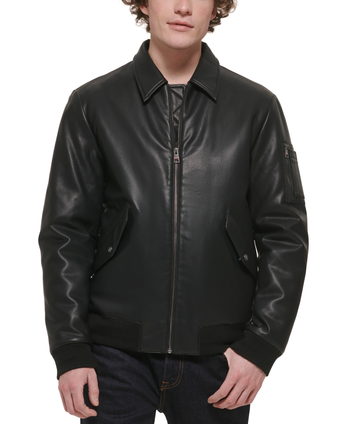 Click here for Tommy Hilfiger Mens Faux-Leather Bomber Jacket - B... prices