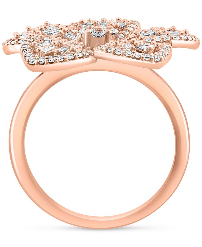 EFFY Collection EFFY® Diamond Round & Baguette Flower Ring (3/4 ct. t.w ...