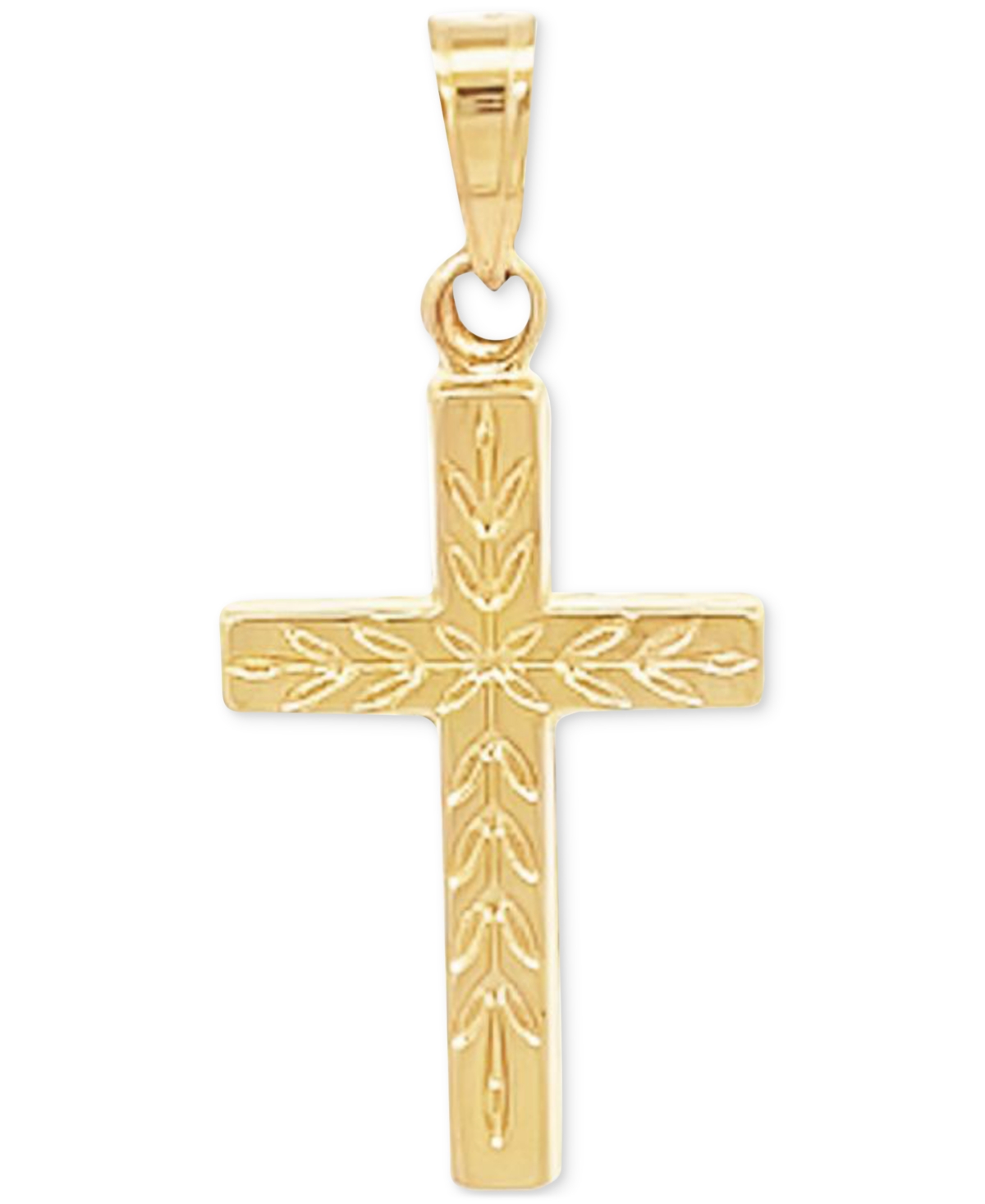 Click here for Small Leaf Cross Pendant in 14k Gold - Yellow Gold prices