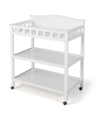 Mobile Changing Table with Waterproof Pad and 2 Open Shelves-White - Macy's