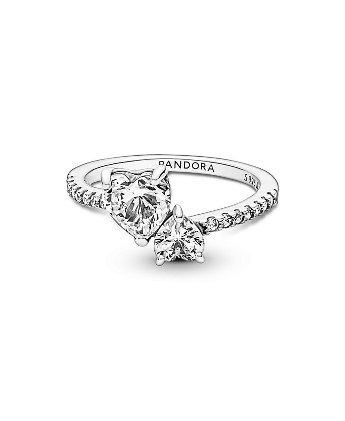 Pandora Cubic Zirconia Timeless Double Heart Sparkling Ring - Macy's